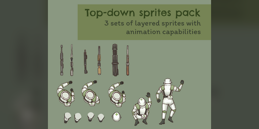 Top-down military sprites pack - Guns & Soldiers by Aviala