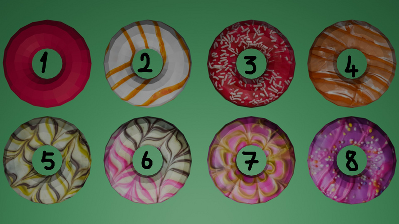 8 Low poly doughnuts - donuts by nocturnalskeleton