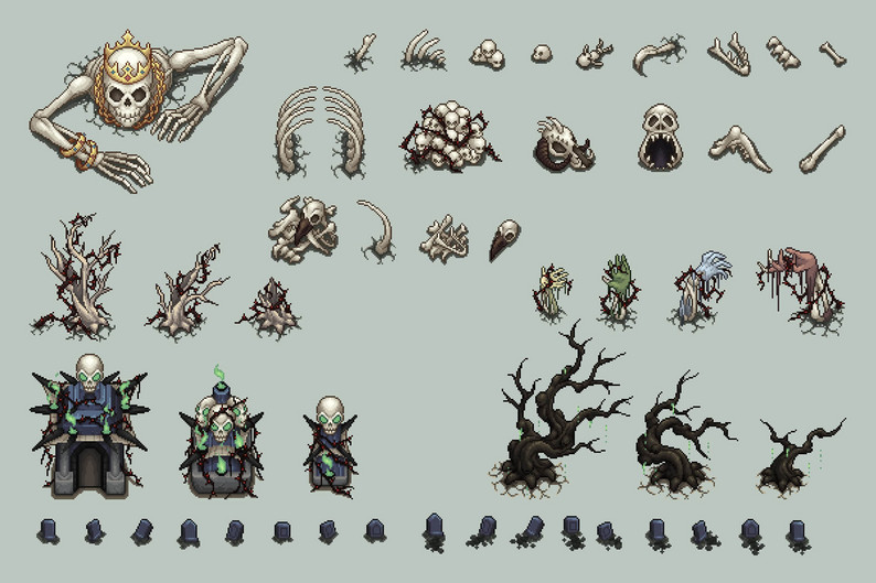 Free Undead Pixel Tileset Top Down by Free Game Assets (GUI, Sprite ...