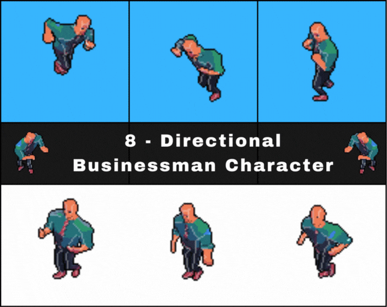 8 Directional 2D Businessman Character by Hormelz