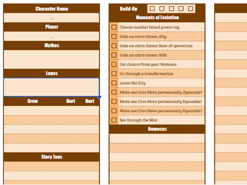 City of Mist - Character Sheets by Brent Taylor