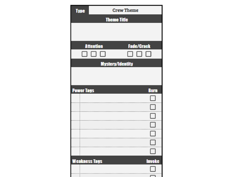 City of Mist - Character Sheets by Brent Taylor