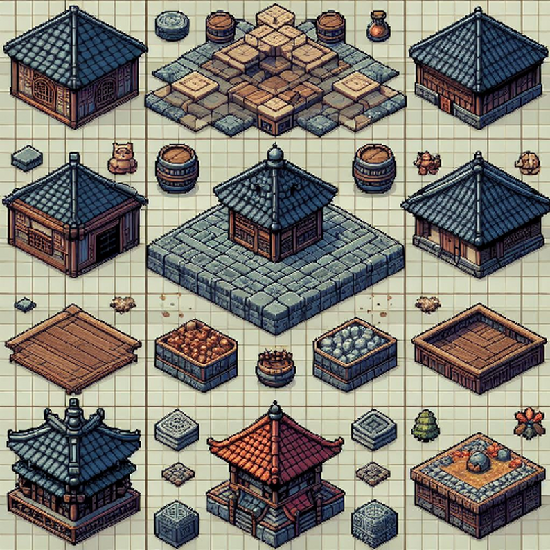 2D RPG Maker and Game Outdoor Buildings Bundle by Pixel Game Resources
