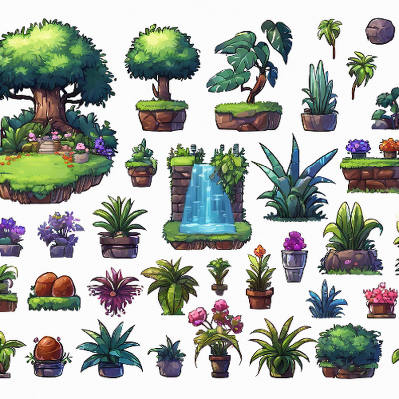 2D Video Game Asset - Plants 199 Bundle by Pixel Game Resources