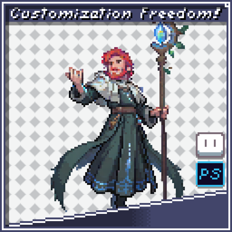 Pixel Art Character Asset Pack : White Mage by UsagiV