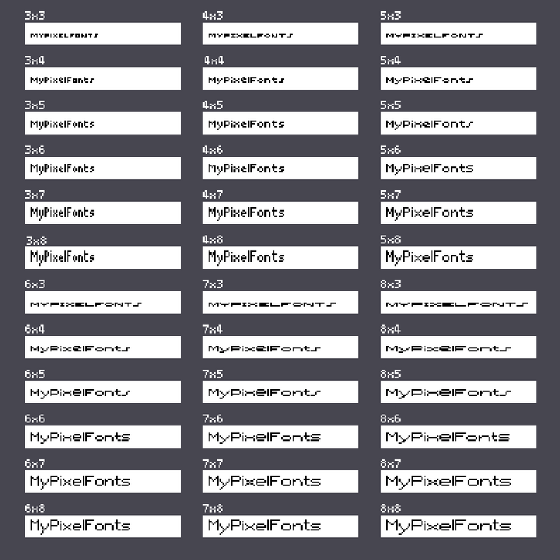 All-sizes Basic Fonts - MyPixelFonts #01 by scarloxy