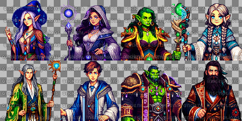 RPG Fantasy Wizards // Pixel Art Character Busts by ancient-inscriptions