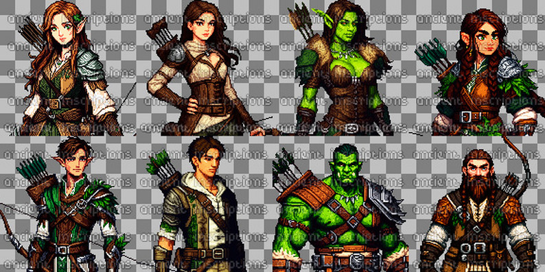 RPG Fantasy Rangers // Pixel Art Character Busts by ancient-inscriptions