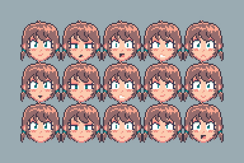 Anime Girl Face - pixelart by Hedi Dev