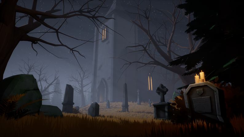 Stylized Graveyard with Church by JustCreate3D