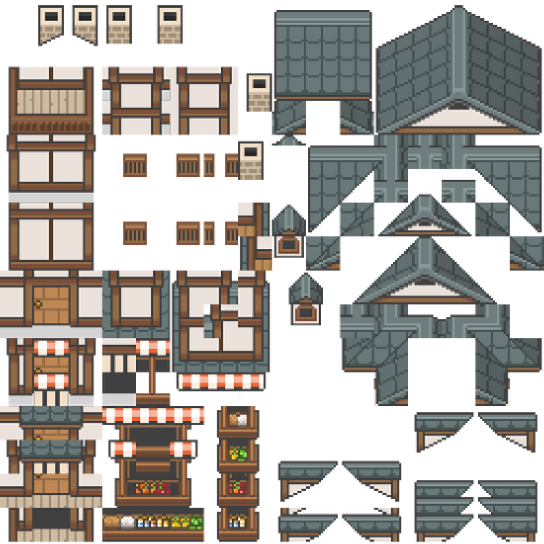 Modular DIY RPG Buildings Tileset Pack by VectoRaith