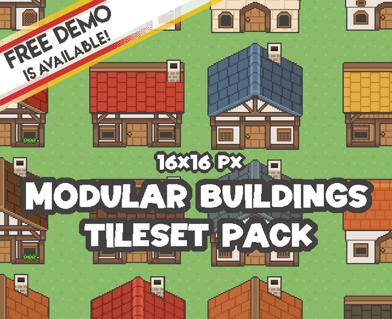 Modular DIY Top-Down RPG Buildings Tileset Pack by VectoRaith