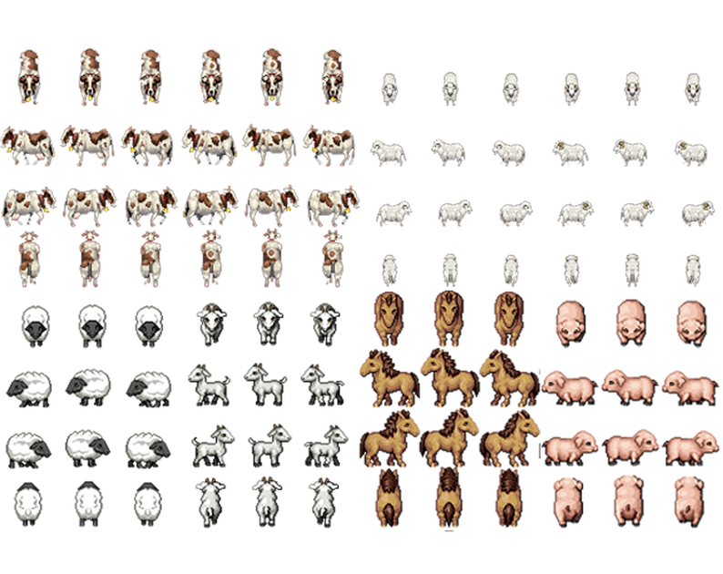 8 farm animal characters for rpg maker by Satanturno