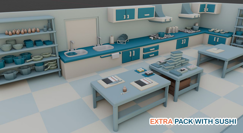 Low Poly Cafe Asset by viravoloshyn