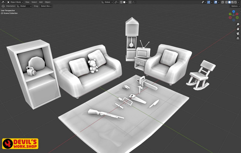 Low Poly 3D PSX Horror Game Asset Pack by DevilsWork.shop
