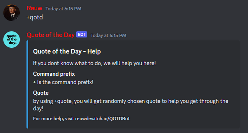 Quote of the Day - Discord Bot by ReuwDev