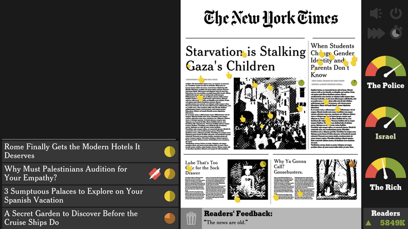 The New York Times Simulator by molleindustria