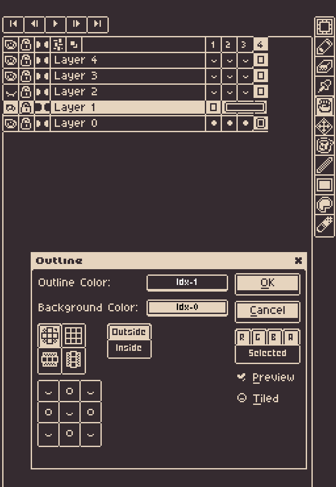 1-BIT Aseprite Theme by Qirlfriend