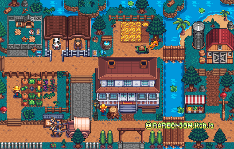 2D Life Farm Simulator Asset-pack(16x16) by RareOnion