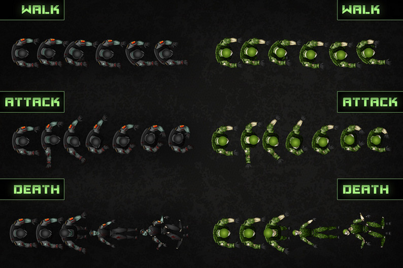 Top Down Shooter Zombie Sprites by Free Game Assets (GUI, Sprite, Tilesets)