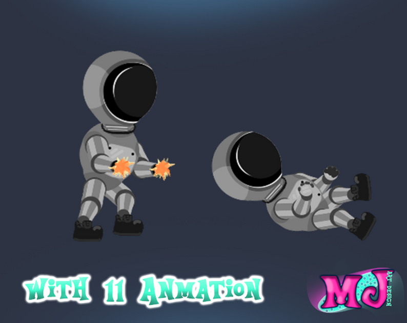 Space Man 2D Game Character by MarwaMJ