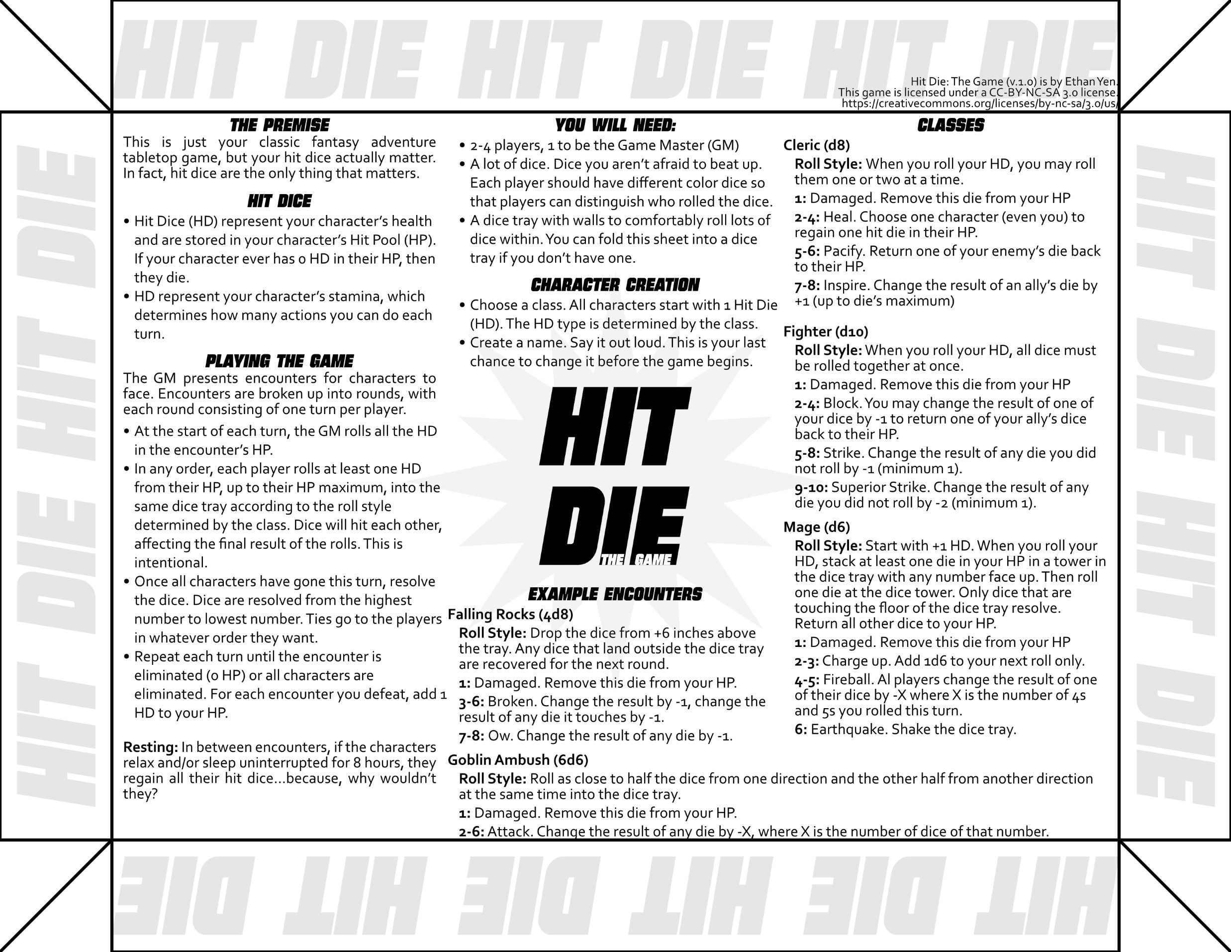 HIT DIE The Game By Ethan Yen HIT DIE The Game By Ethan Yen