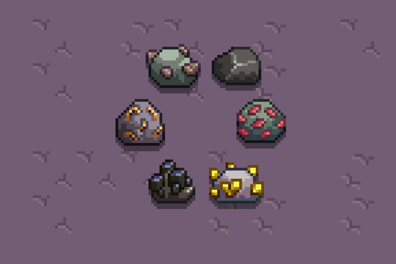 Pixel-art Ores and Stuff by SUNDIO