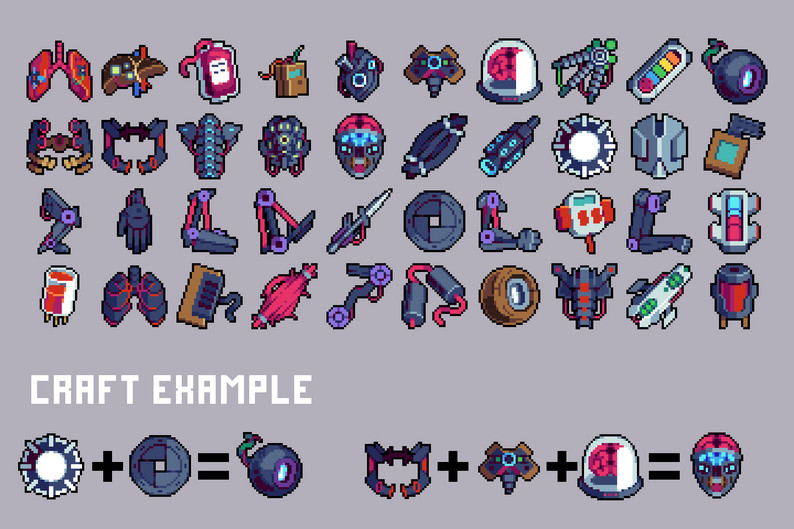 Implants for Cyberpunk 32×32 Pixel Icons by Free Game Assets (GUI ...