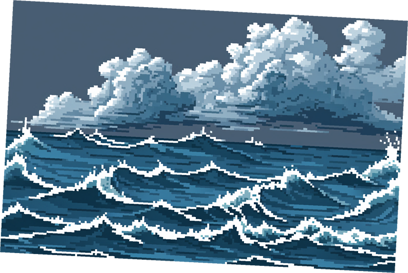 4 beautiful Tempestuous Sea Backgrounds Assets - Pixelart / Pixel Art ...