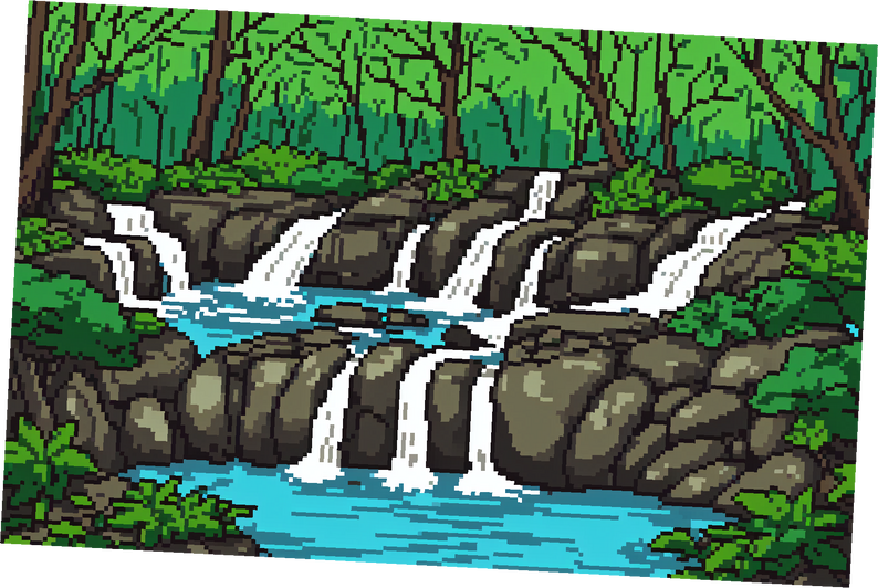 5 Forest Waterfall Backgrounds Assets - Pixelart / Pixel Art sprite ...