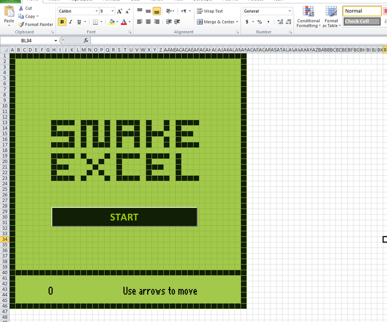 Snake Excel by ExcelGames