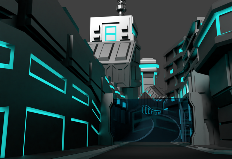 low poly futuristic city assets by niko-3d-models
