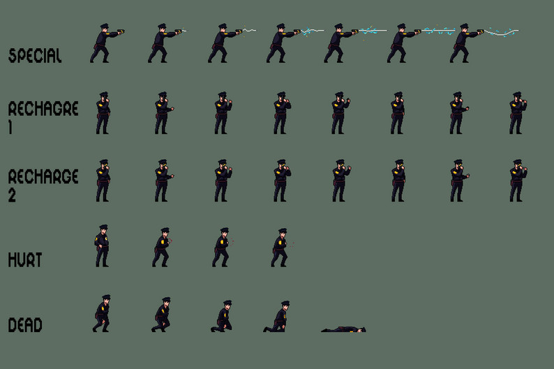 Police Sprite Sheets Pixel Pack by Free Game Assets (GUI, Sprite, Tilesets)