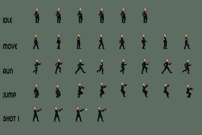 Police Sprite Sheets Pixel Pack by Free Game Assets (GUI, Sprite, Tilesets)