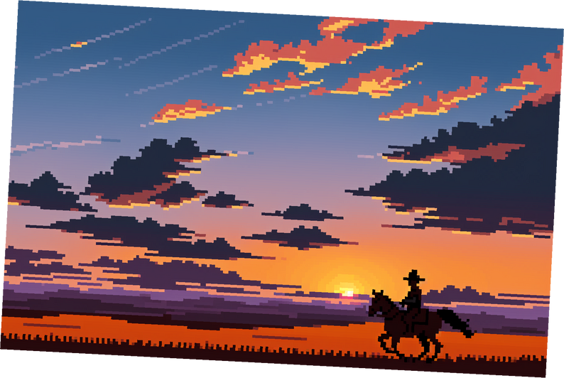 4 beautiful Cow-Boy Backgrounds Assets - Pixelart / Pixel Art sprite ...