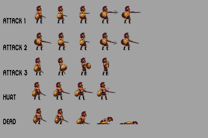 Gladiators Pack 2D Pixel Art by Free Game Assets (GUI, Sprite, Tilesets)