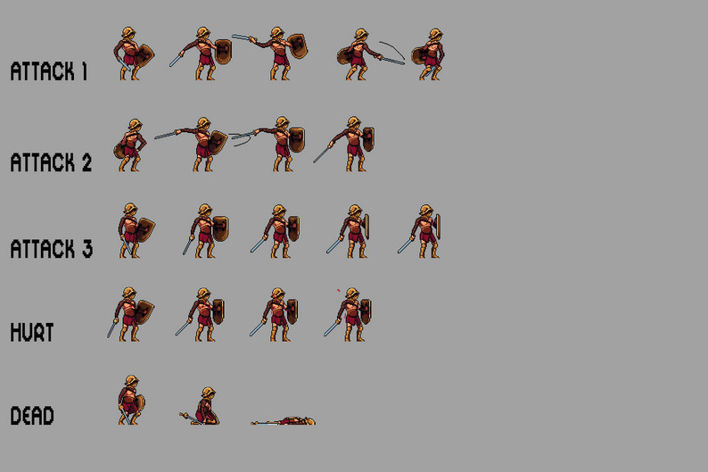 Gladiators Pack 2D Pixel Art by Free Game Assets (GUI, Sprite, Tilesets)