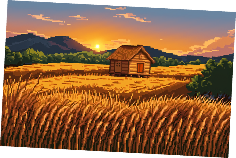 4 beautiful Peasant Wheat Field Backgrounds Assets - Pixelart / Pixel ...
