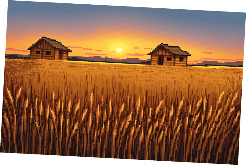 4 beautiful Peasant Wheat Field Backgrounds Assets - Pixelart / Pixel ...