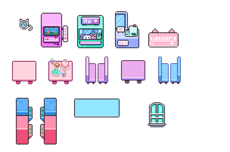 Cute Cafe/Arcade Assets by Lumi