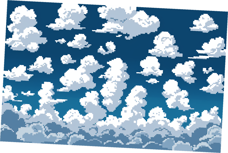 4 beautiful Cloud Backgrounds Assets - Pixelart / Pixel Art sprite Sky ...