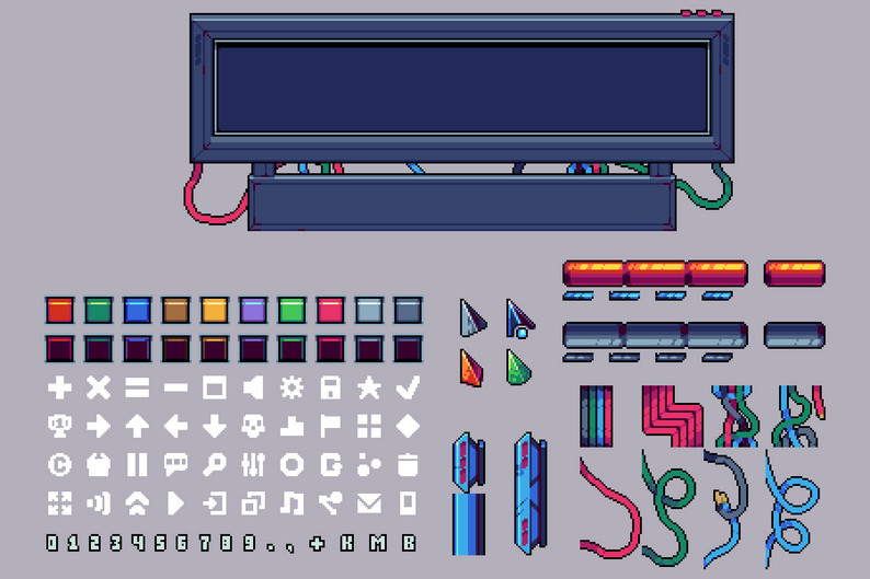 Free Pixel Game UI for Cyberpunk by Free Game Assets (GUI, Sprite ...