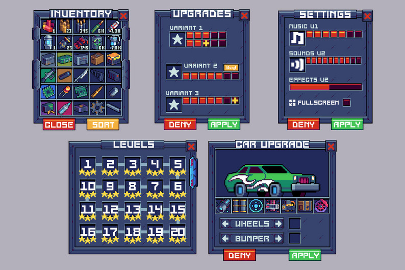 Free Pixel Game UI for Cyberpunk by Free Game Assets (GUI, Sprite ...
