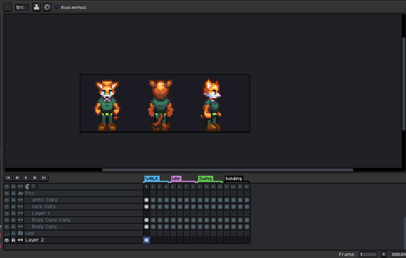 Pixel Art Characters Fox Kitsune Anthro Top Down by Pixeline