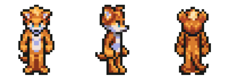 Pixel Art Characters Fox Kitsune Anthro Top Down by Pixeline