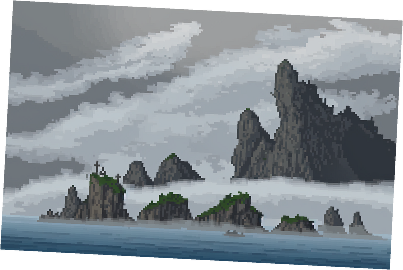4 Mountains Island Backgrounds Assets - Pixelart / Pixel Art sprite Sea ...