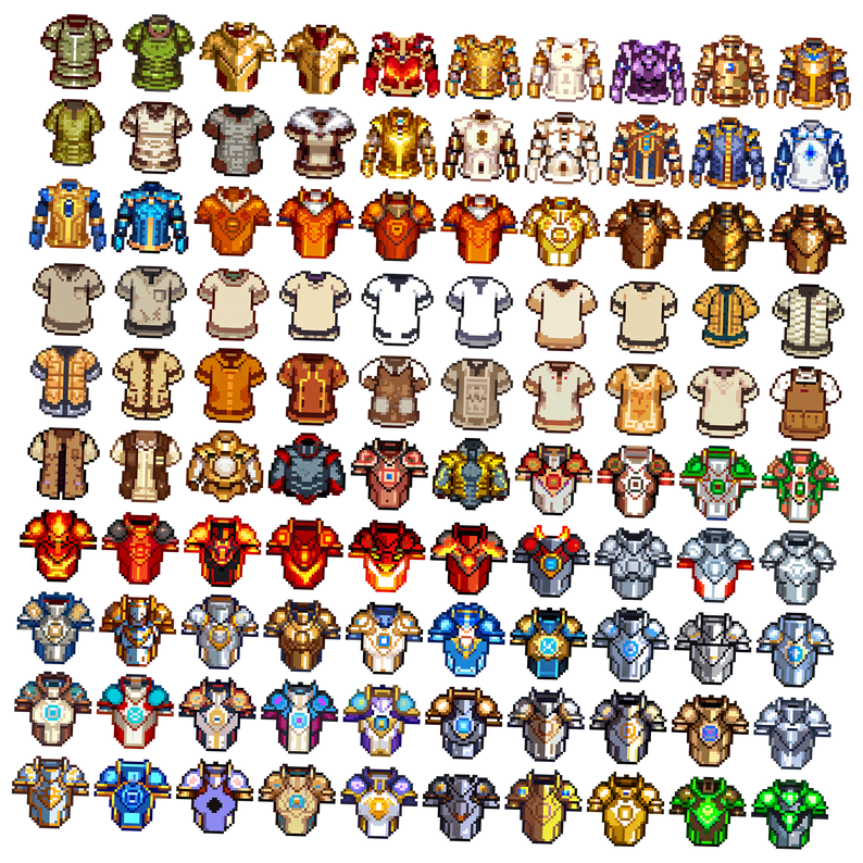 100+ Chestplate & T-shirt Pack - Pixelart / Pixel Art sprite upbody ...