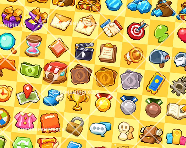 32x32 Pixel Icon Pack For mobile games by Kotonemui