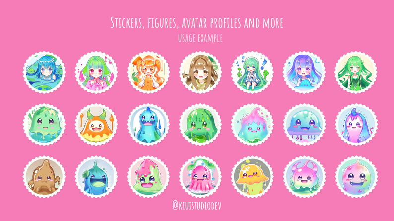 Slime monster girl - Game assets, Icons, Stickers, Avatar, Wallpapers ...