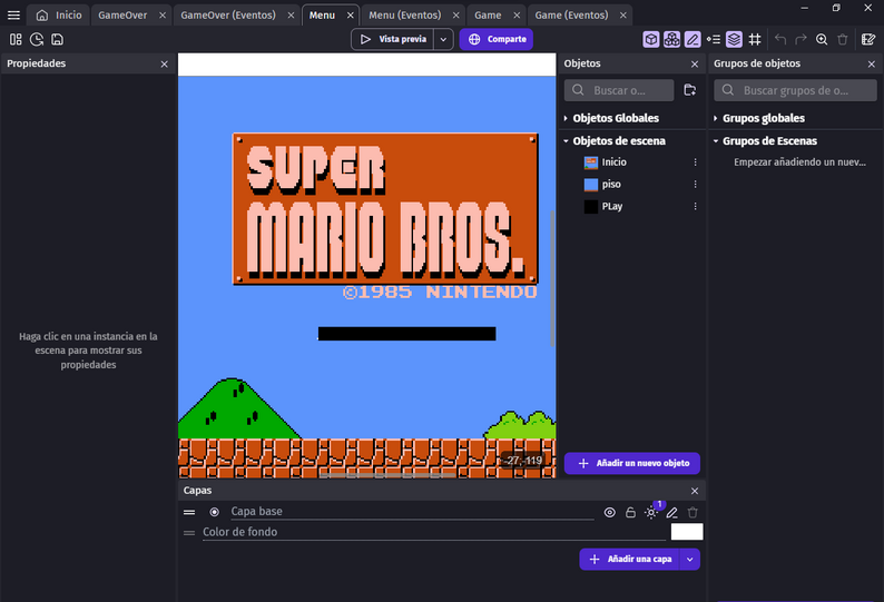 Super Mario Bros Clasic Editable Template In Gdevelop by DRAX GAMES